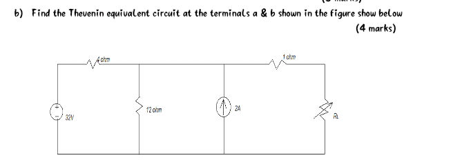 b) Find the Thevenin equivalent circuit at | StudyX