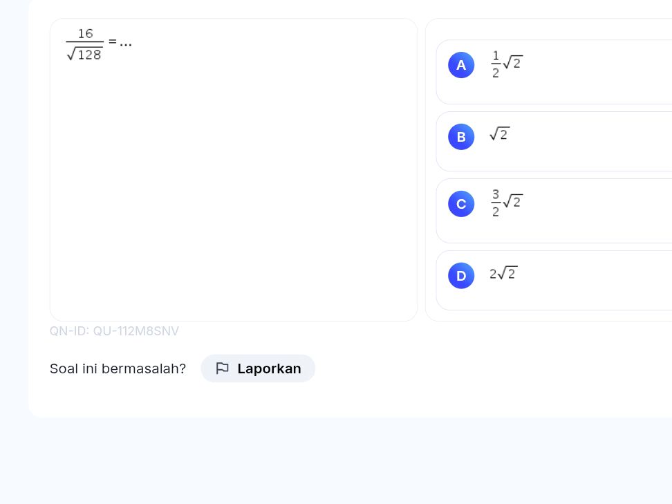 $ {16}{ {128}} = ...$ A. $ {1}{2} {2}$ B. $ | StudyX