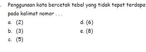 Penggunaan kata bercetak tebal yang tidak | StudyX