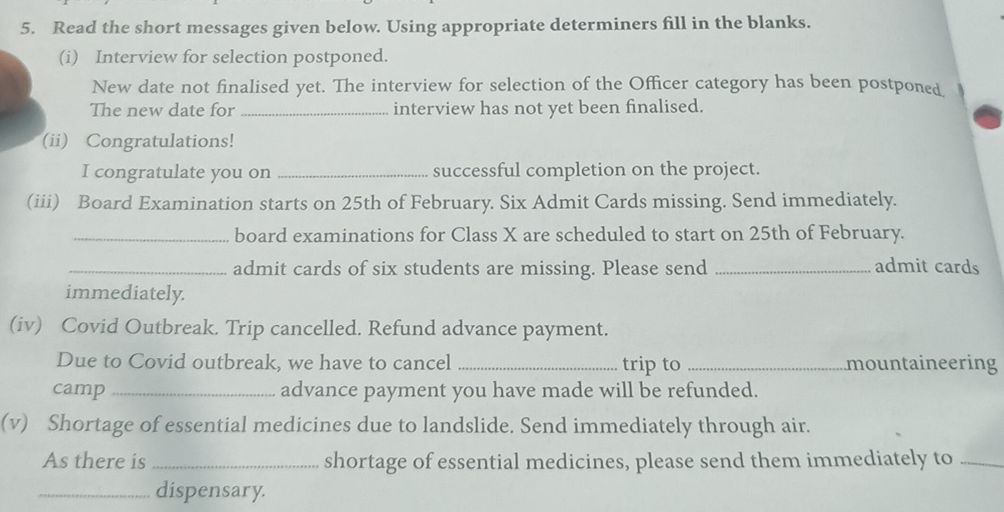 5. Read the short messages given below. | StudyX