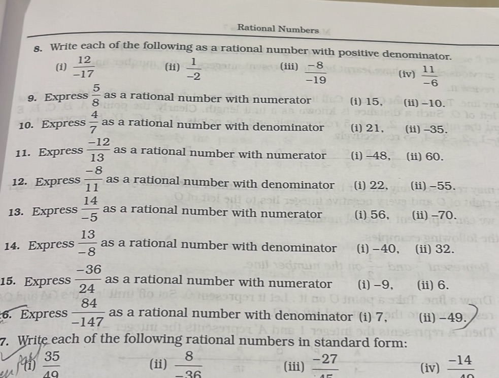 8. Write each of the following as a rational | StudyX