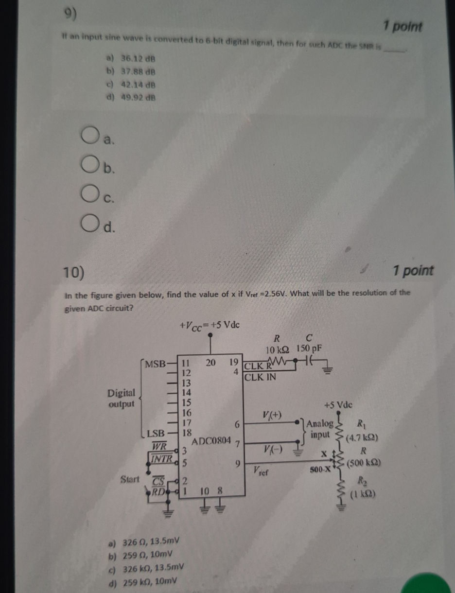 9) If an input sine wave is converted to | StudyX
