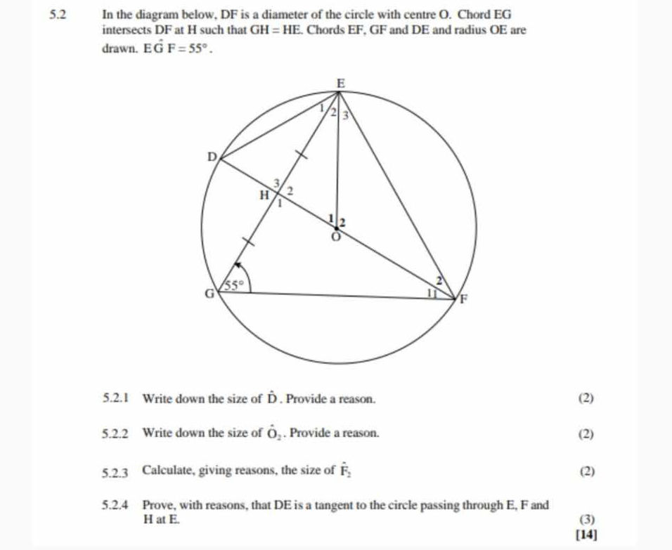 5. 2 In the diagram below, DF is a diameter | StudyX
