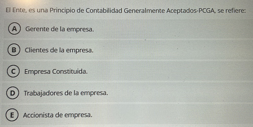 El Ente, es una Principio de Contabilidad | StudyX