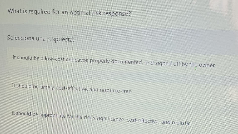 What is required for an optimal risk | StudyX