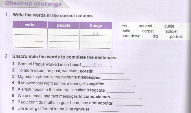 1 Write the words in the correct column. | | StudyX