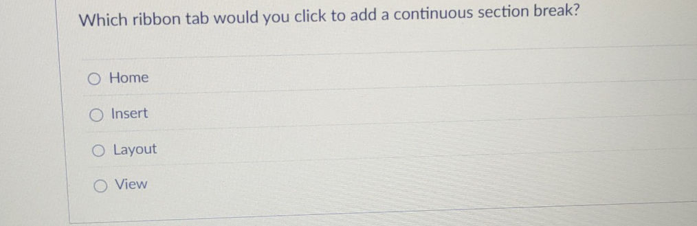 Which ribbon tab would you click to add a | StudyX