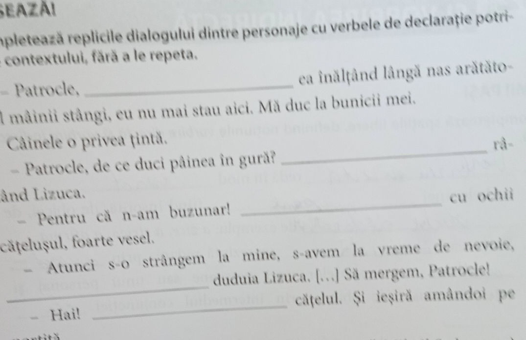 Completează replicile dialogului dintre | StudyX