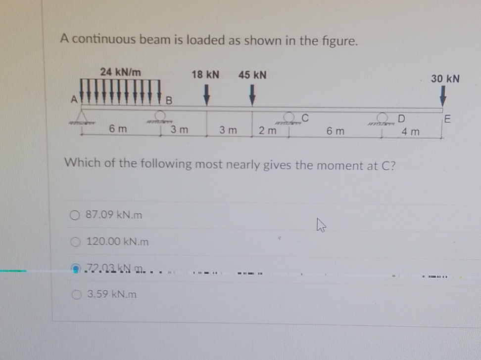 A continuous beam is loaded as shown in the | StudyX