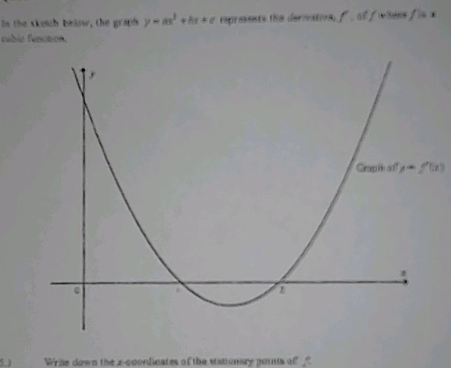 In the sketch below, the graph $y = ax^2 + | StudyX