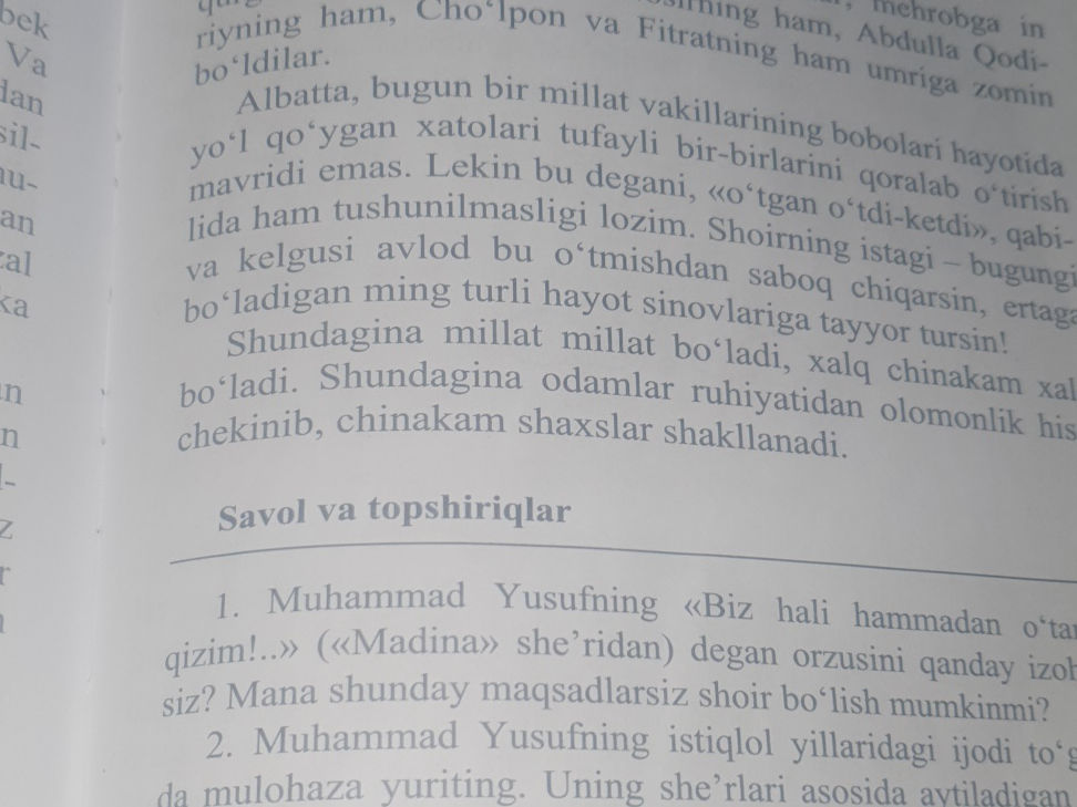 1. Muhammad Yusufning «Biz hali hammadan | StudyX