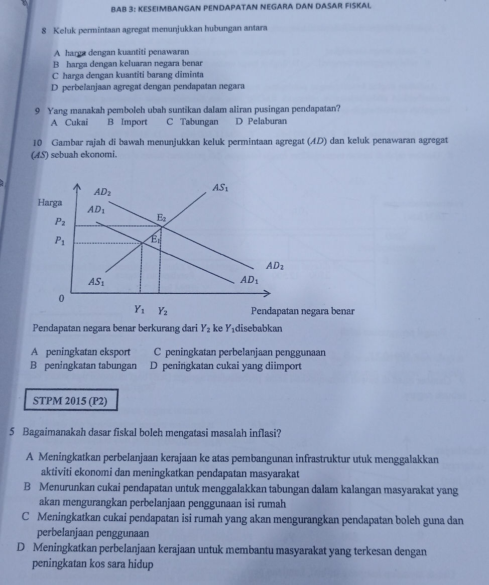 8 Keluk permintaan agregat menunjukkan | StudyX