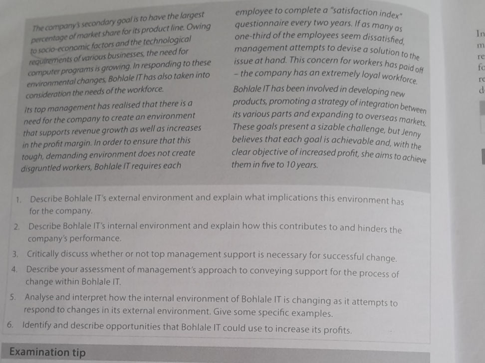 1. Describe Bohlale IT's external | StudyX