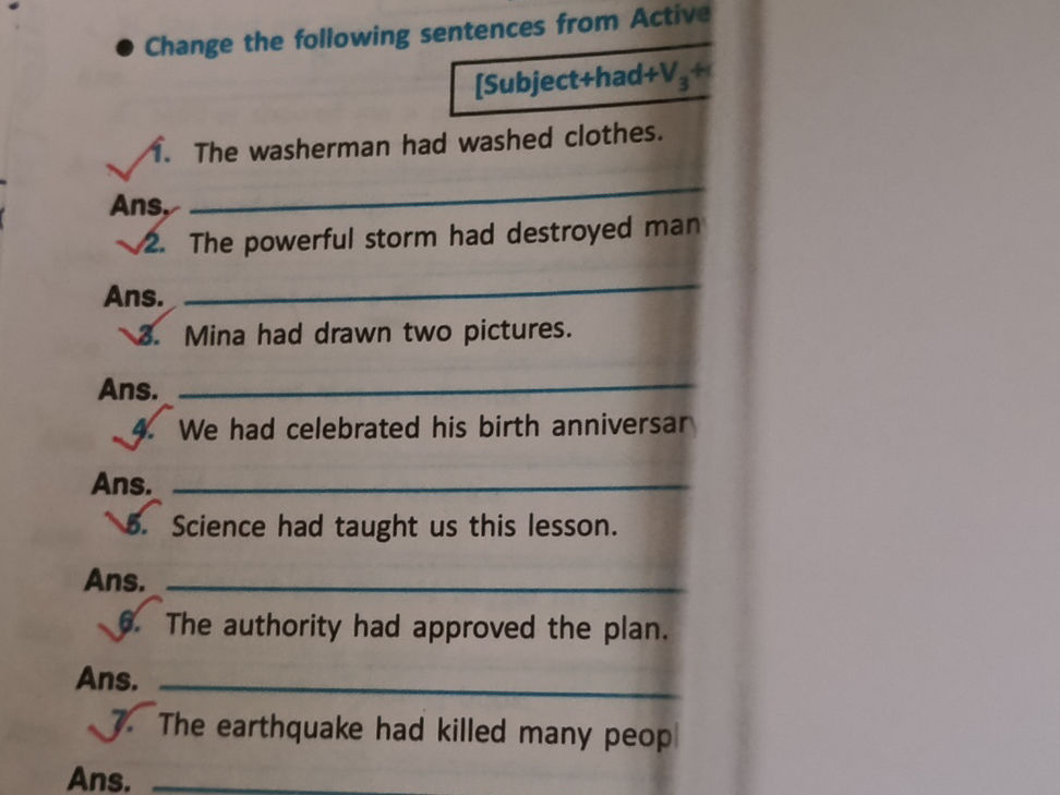 Change the following sentences from Active | StudyX