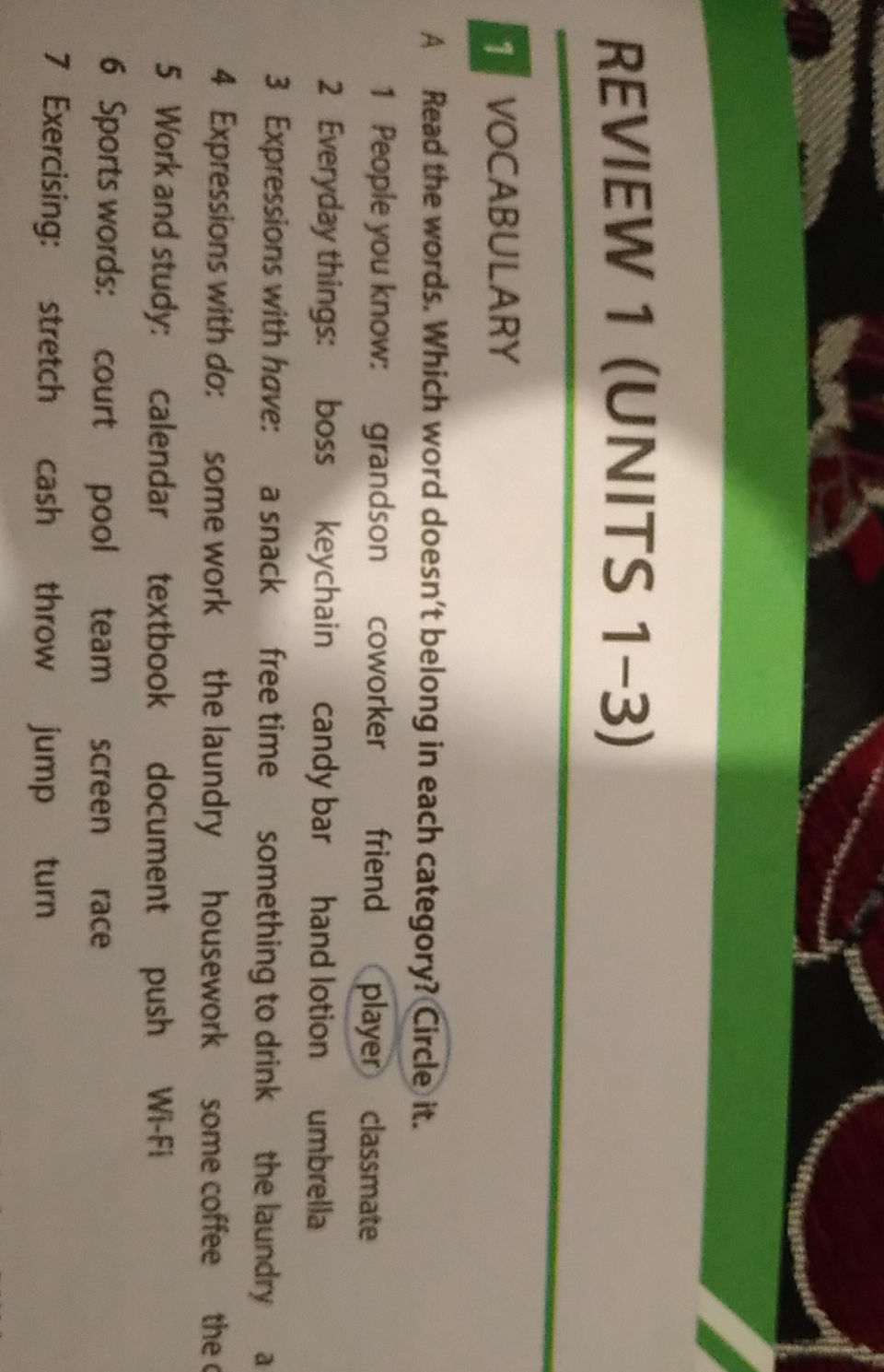 A Read the words. Which word doesn't belong | StudyX