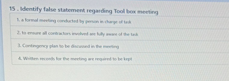 15. Identify false statement regarding Tool | StudyX