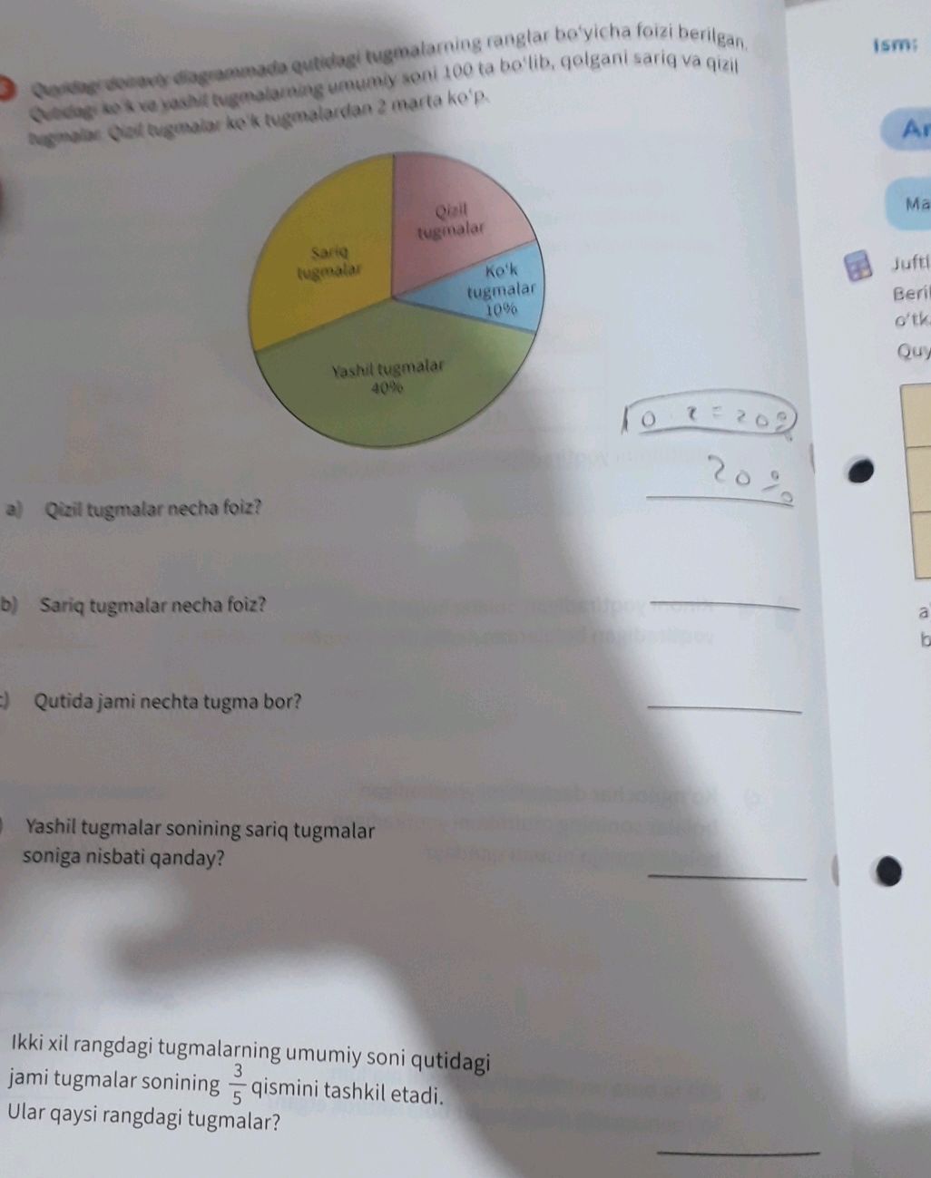 Quyidagi donaviy diagrammada quidagi | StudyX