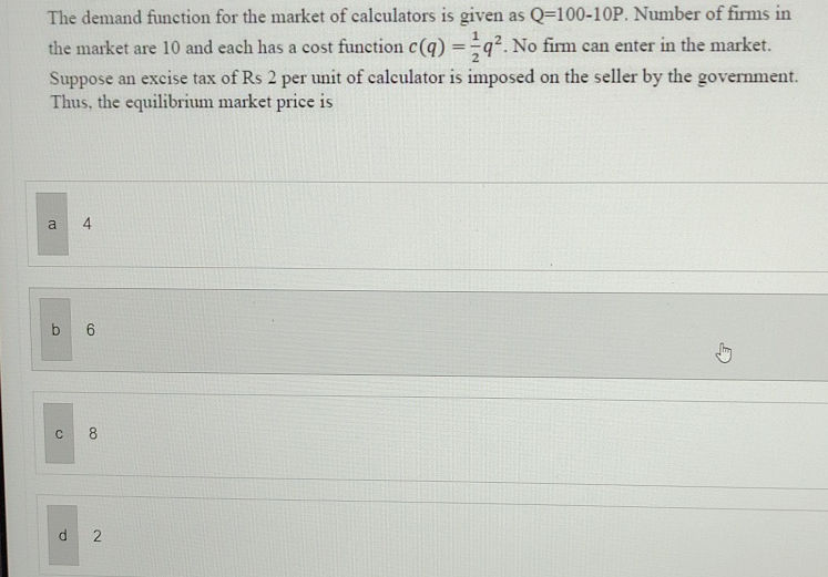 The demand function for the market of | StudyX
