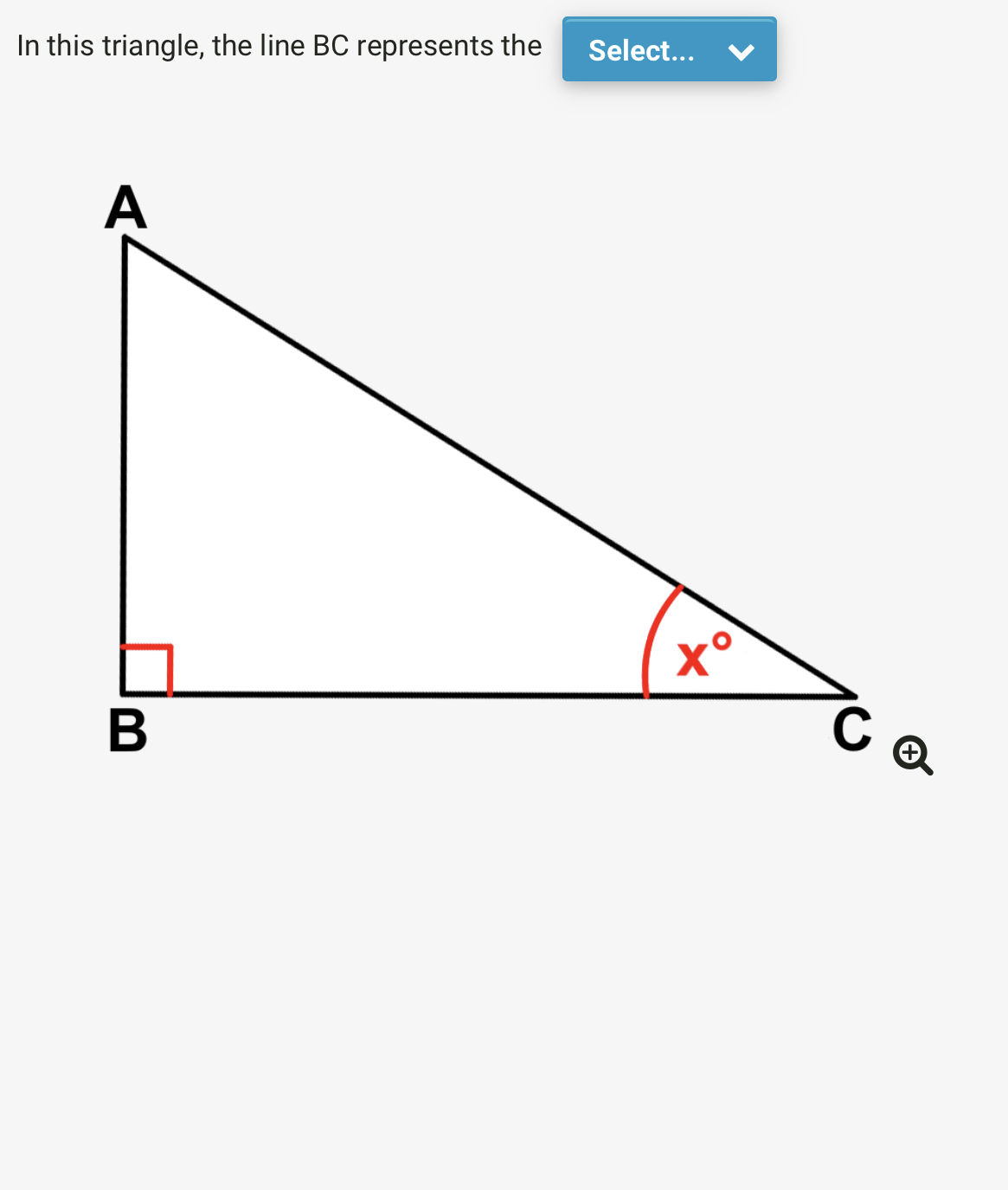 In this triangle, the line BC represents the | StudyX