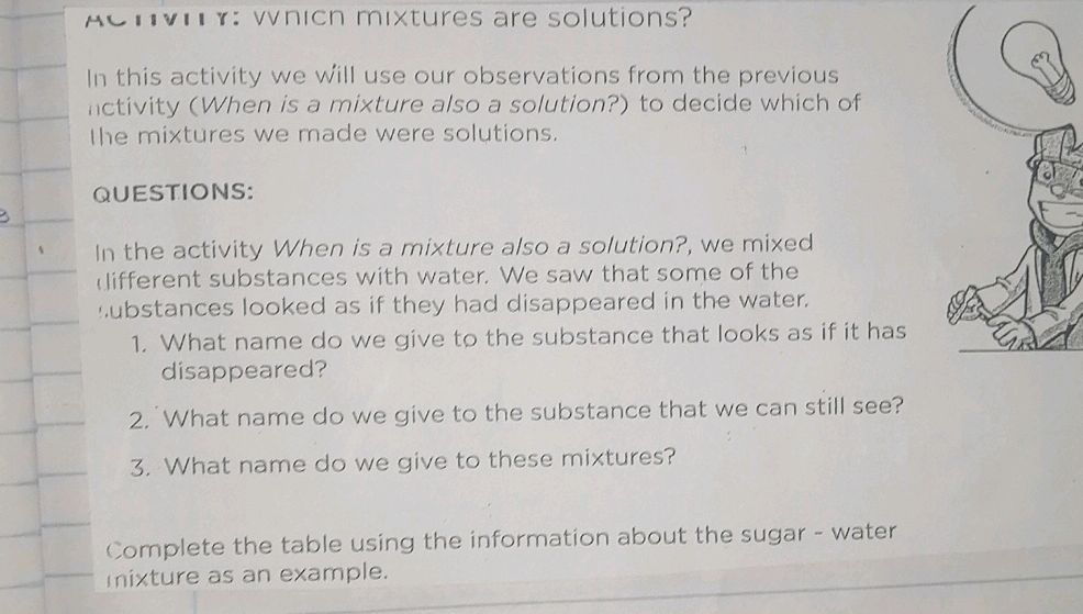 ACTIVITY: Which mixtures are solutions? In | StudyX