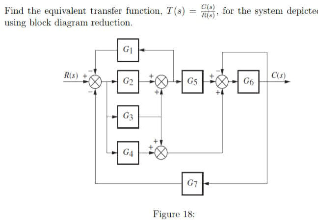 Find the equivalent transfer function, $T(s) | StudyX