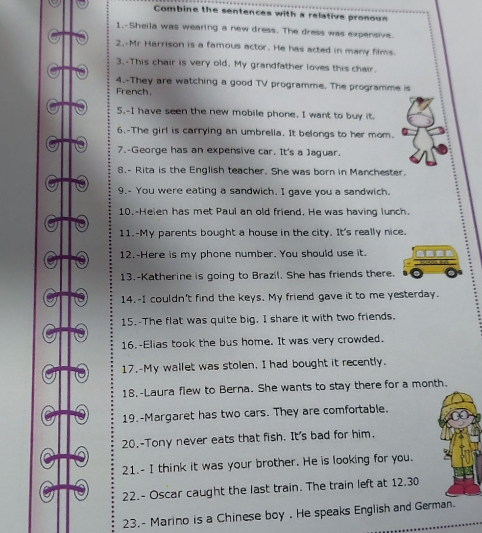 Combine the sentences with a relative | StudyX