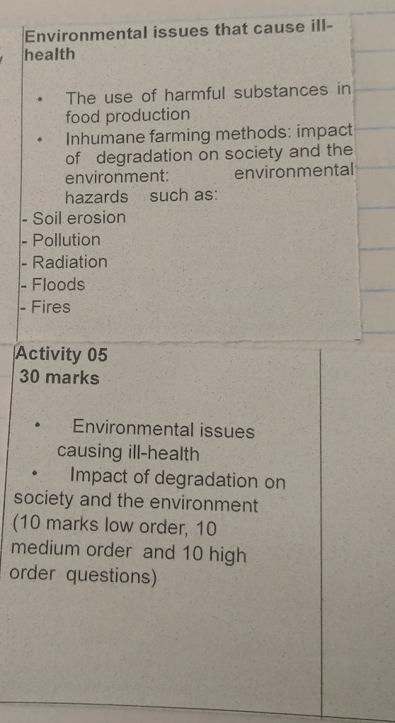 Environmental issues that cause ill-health | StudyX