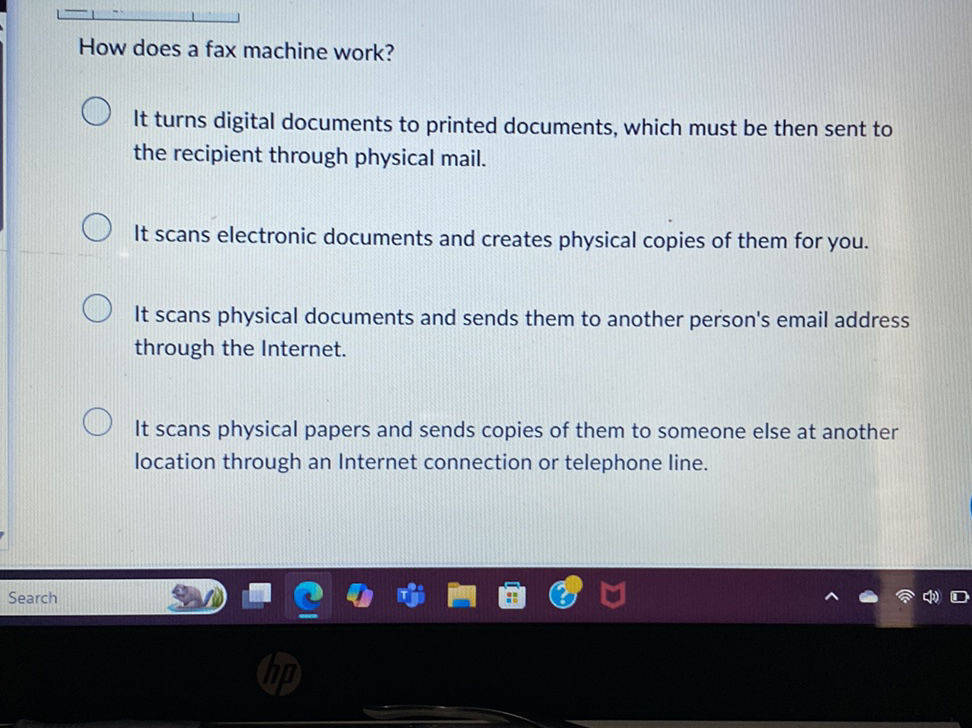 How does a fax machine work? It turns | StudyX