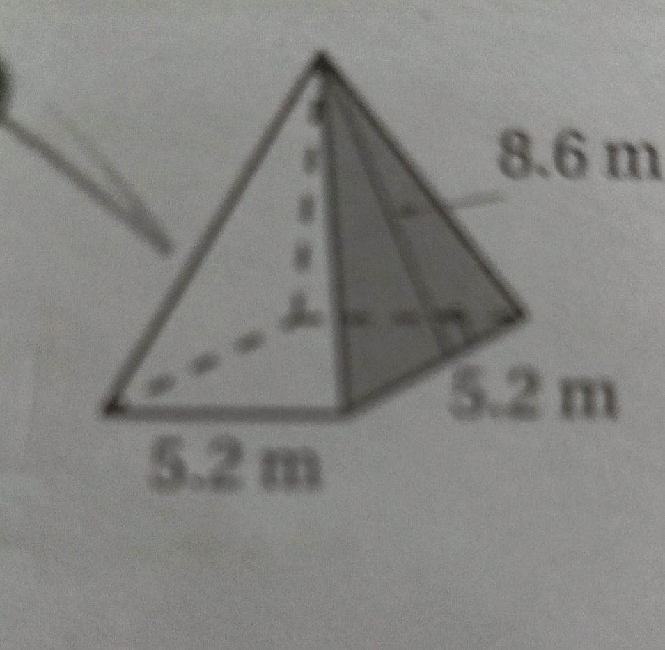 The image shows a pyramid with a base side | StudyX