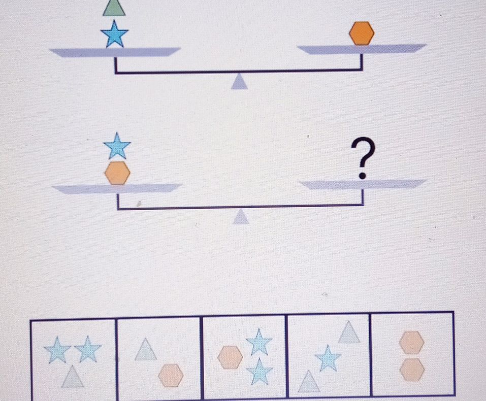 The image shows a balance scale with shapes. | StudyX