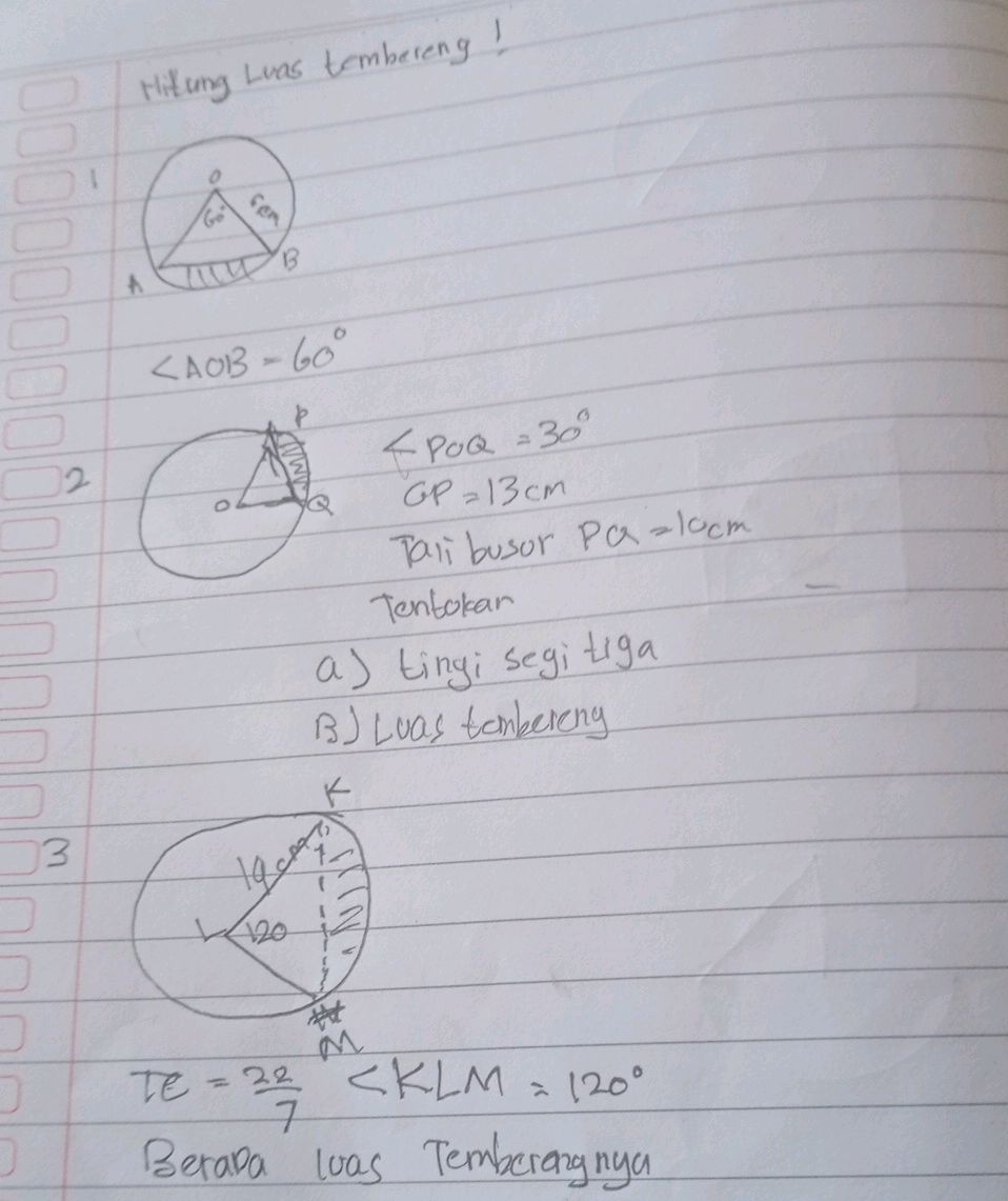 Hitung Luas tembereng ! 1. Diagram of a | StudyX