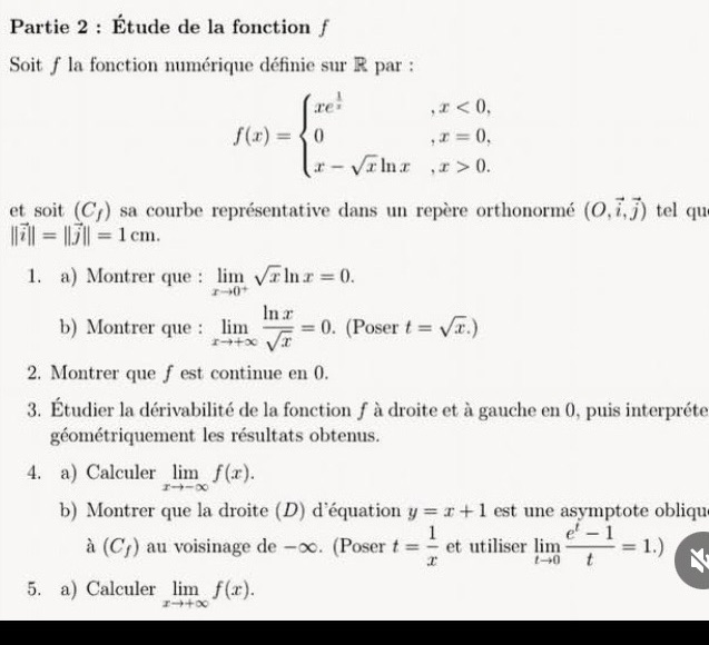 Partie 2 : Étude de la fonction f Soit f la | StudyX