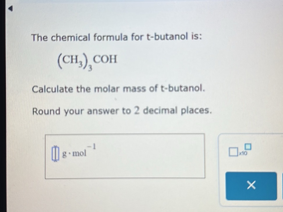 The chemical formula for t-butanol is: | StudyX