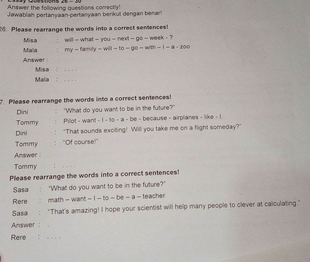 26. Please rearrange the words into a | StudyX