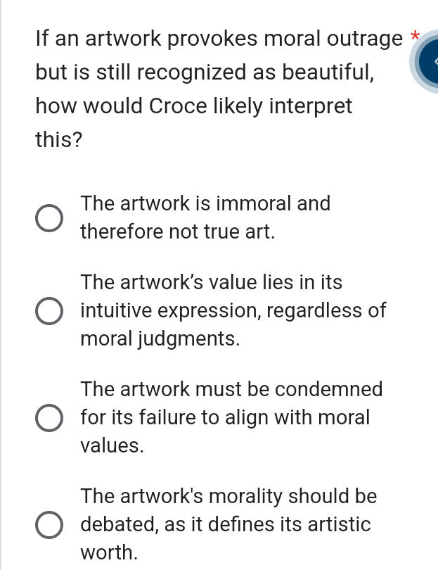 If an artwork provokes moral outrage but is | StudyX