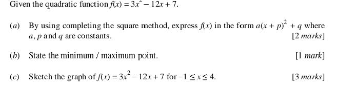 Given the quadratic function $f(x) = 3x^2 - | StudyX