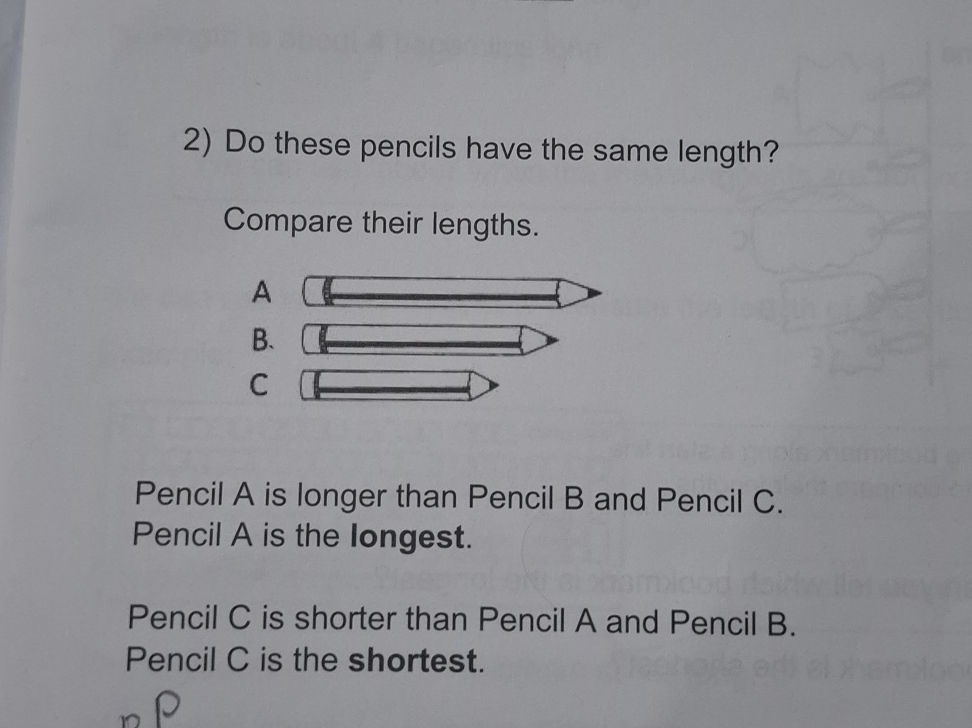2) Do these pencils have the same length? | StudyX