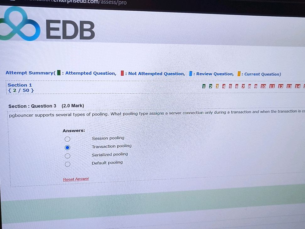 Section : Question 3 (2.0 Mark) pgbouncer | StudyX