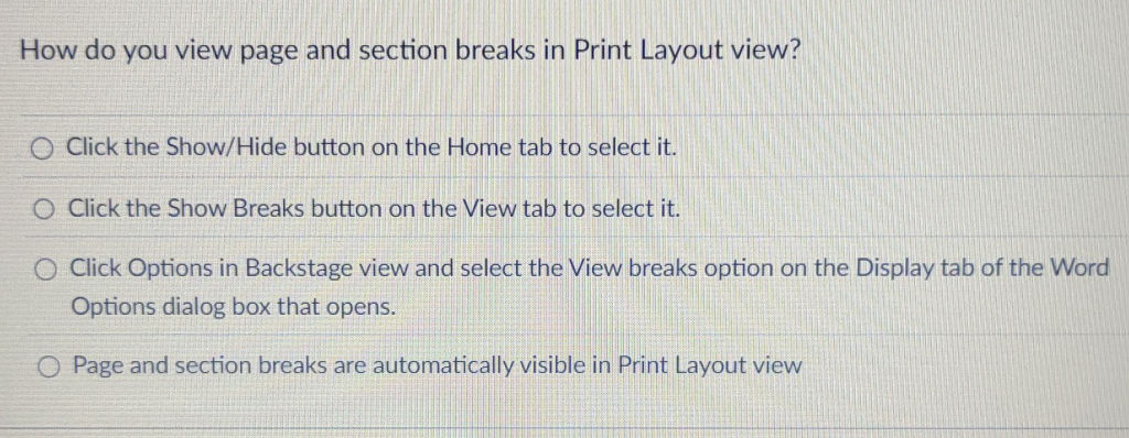 How do you view page and section breaks in | StudyX