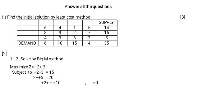 1.) Find the initial solution by least cost | StudyX