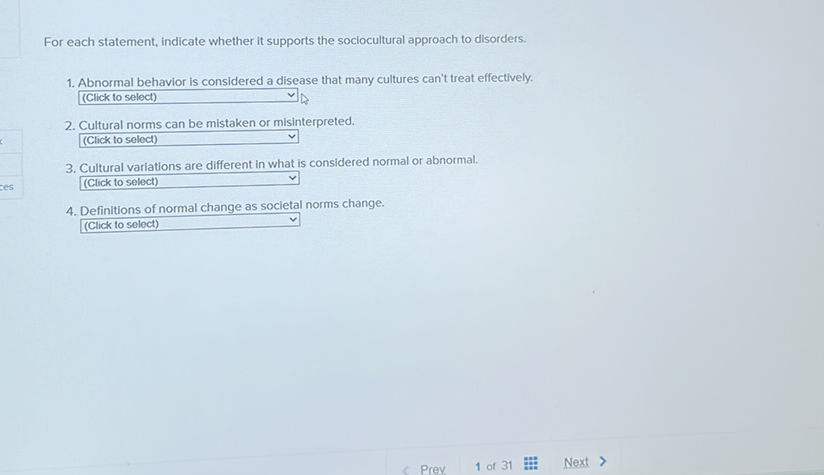 For each statement, indicate whether it | StudyX