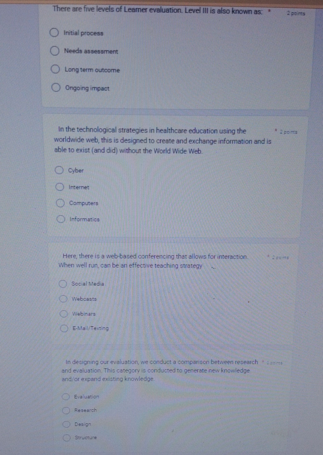 There are five levels of Learner evaluation. | StudyX