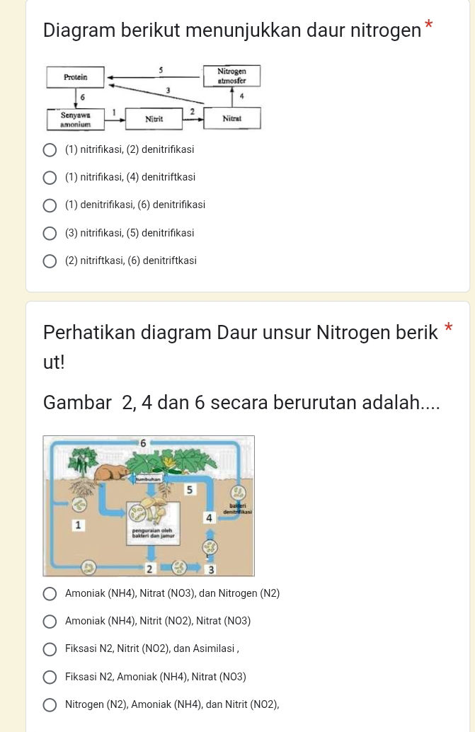 Diagram berikut menunjukkan daur nitrogen. | StudyX