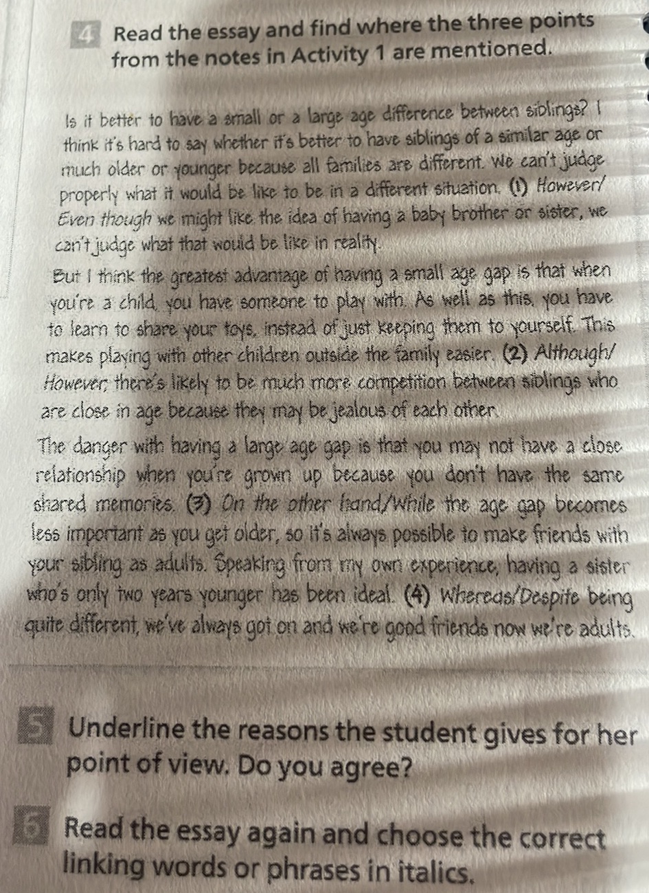 4 Read the essay and find where the three | StudyX