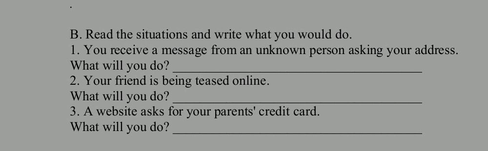 B. Read the situations and write what you | StudyX
