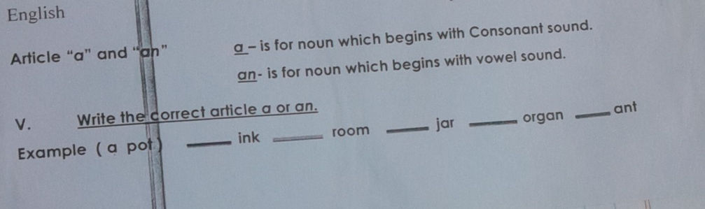 a- is for noun which begins with Consonant | StudyX