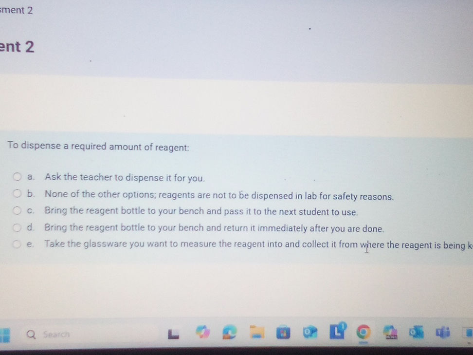 To dispense a required amount of reagent: | StudyX