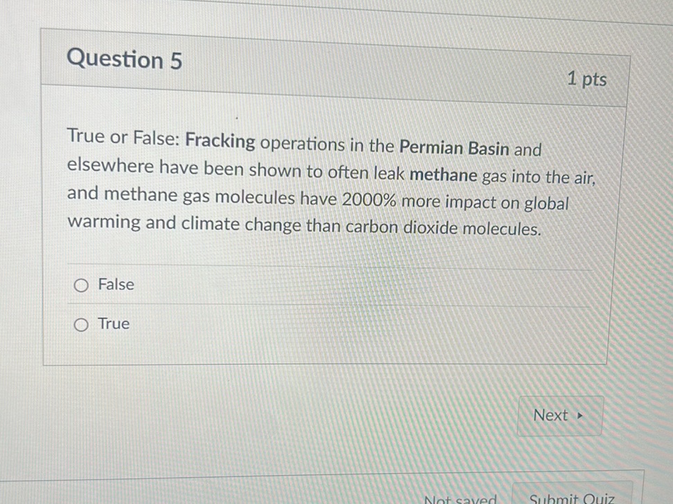 True or False: Fracking operations in the | StudyX