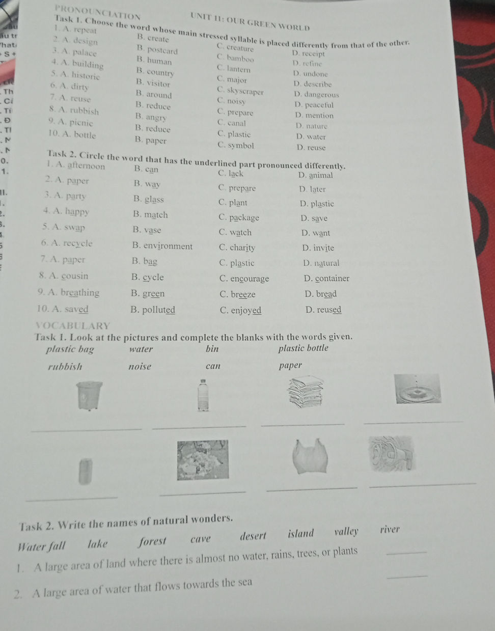 Task 1. Choose the word whose main stressed | StudyX