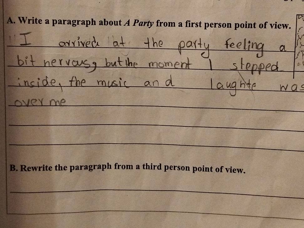 A. Write a paragraph about A Party from a | StudyX